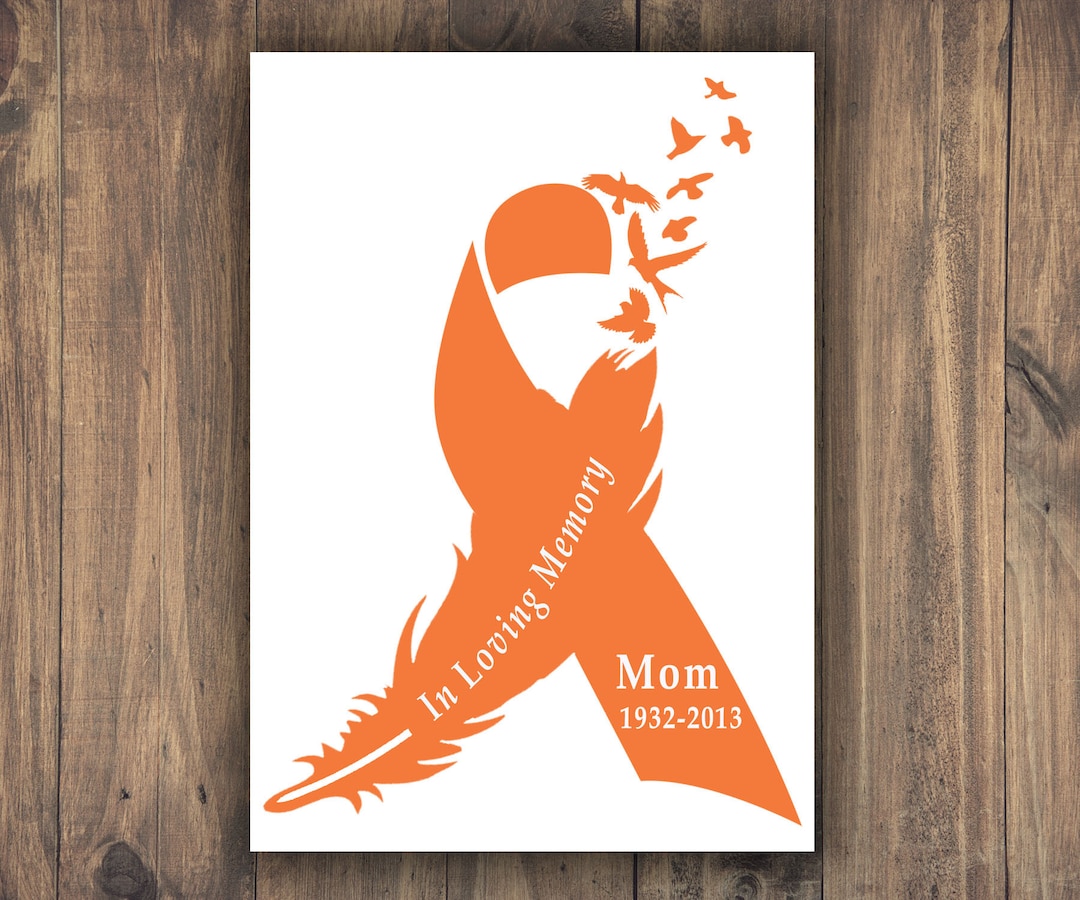 Orange Leukemia Ribbon Decal, Leukemia Awareness Feather Ribbon ...