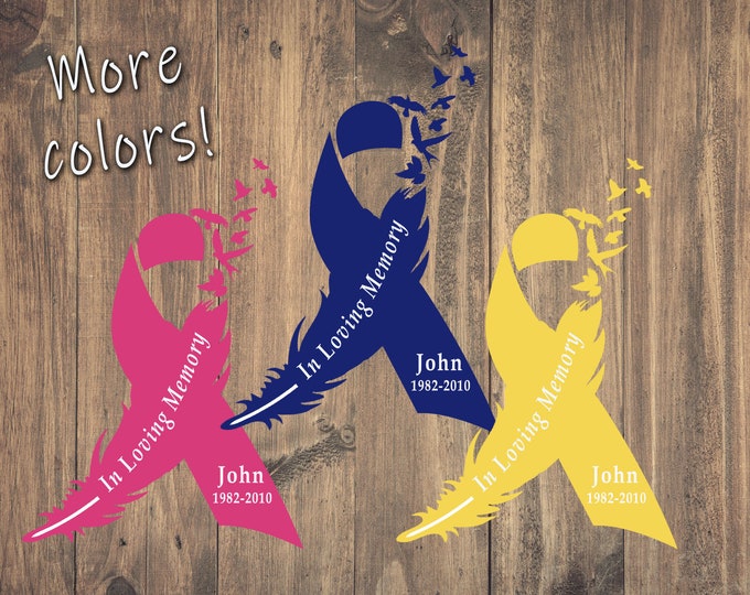 Custom Memorial Awareness Ribbons, Personalized Name and Dates in ...