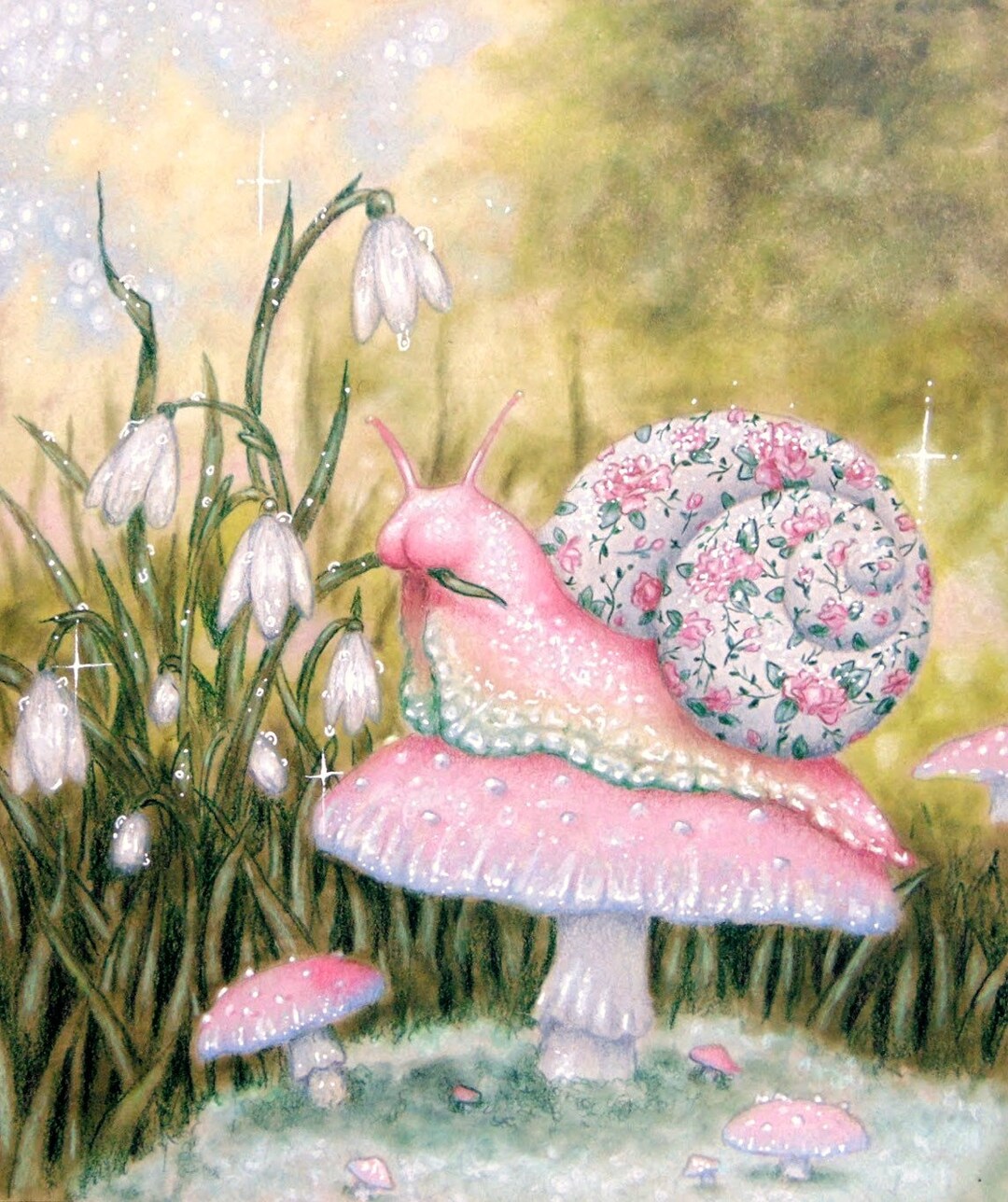Snowdrop the Snail - Print - Etsy