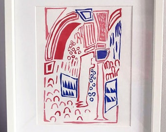 Abstract lino cut | Etsy