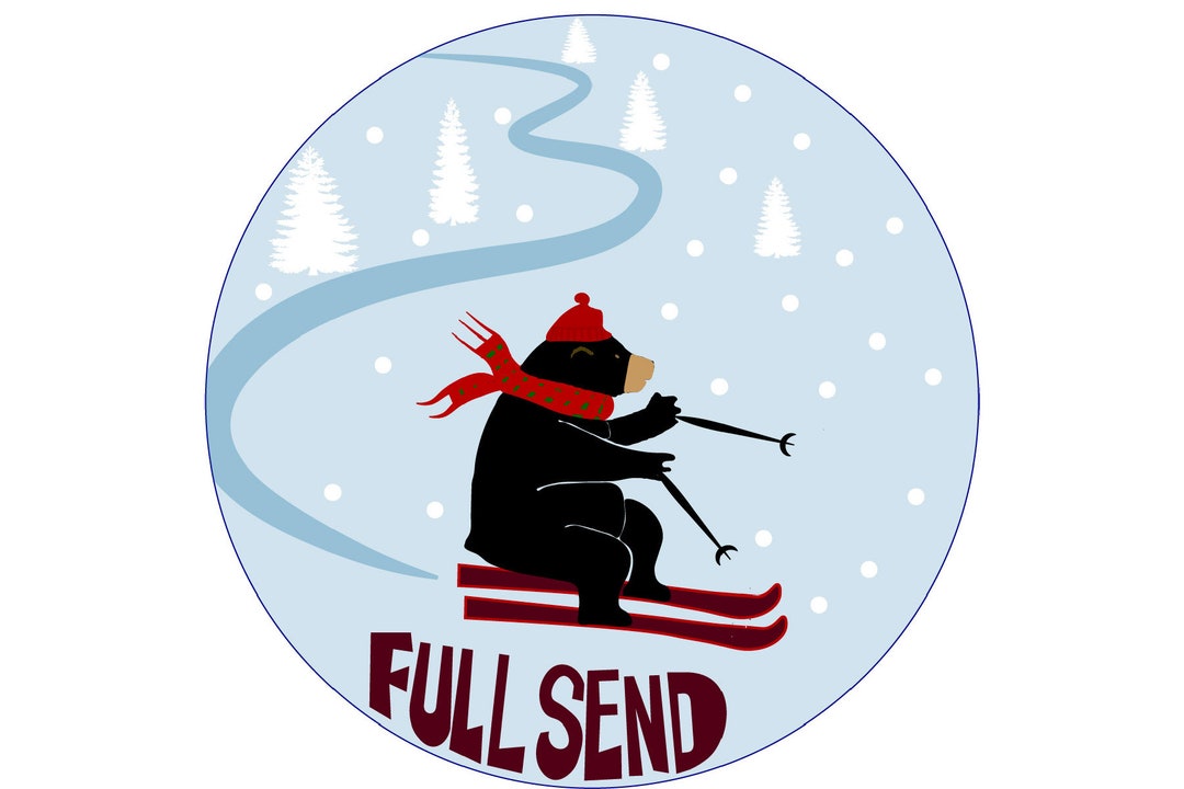 Full Send Bear Skiing Bumper Sticker - Etsy