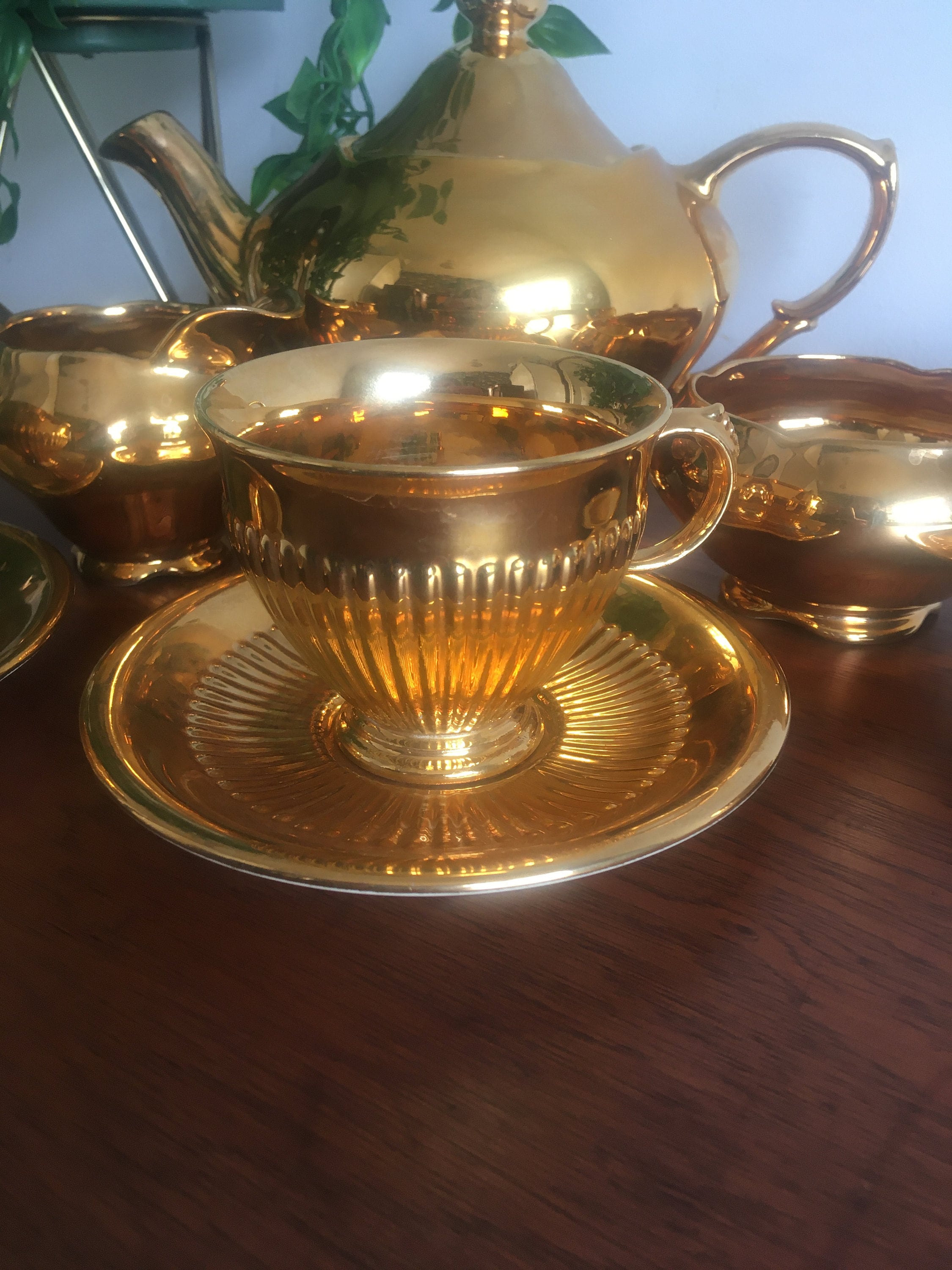 Royal Winton, Grimwades Golden Tea Set - Etsy UK