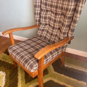 Mid Century Wingback Check Chair - Etsy UK