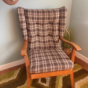 Mid Century Wingback Check Chair - Etsy UK