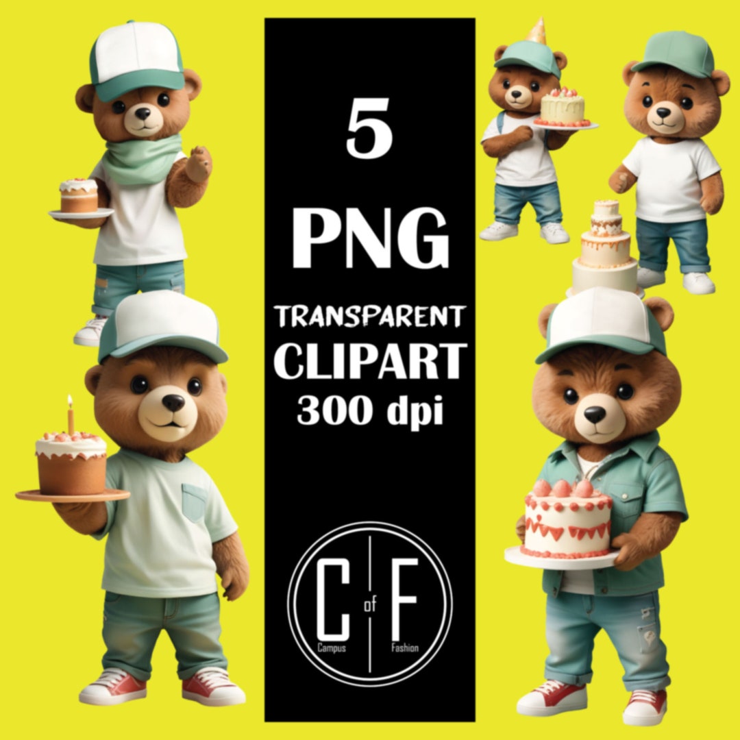 Birthday Bear | PNG | Clip Art Commercial & Personal Use | (CA1072) - Etsy