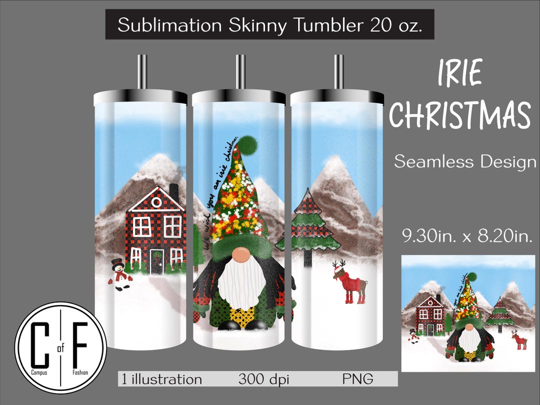 Irie Christmas 20oz Skinny Tumbler Sublimation Designs | PNG | Vector ...