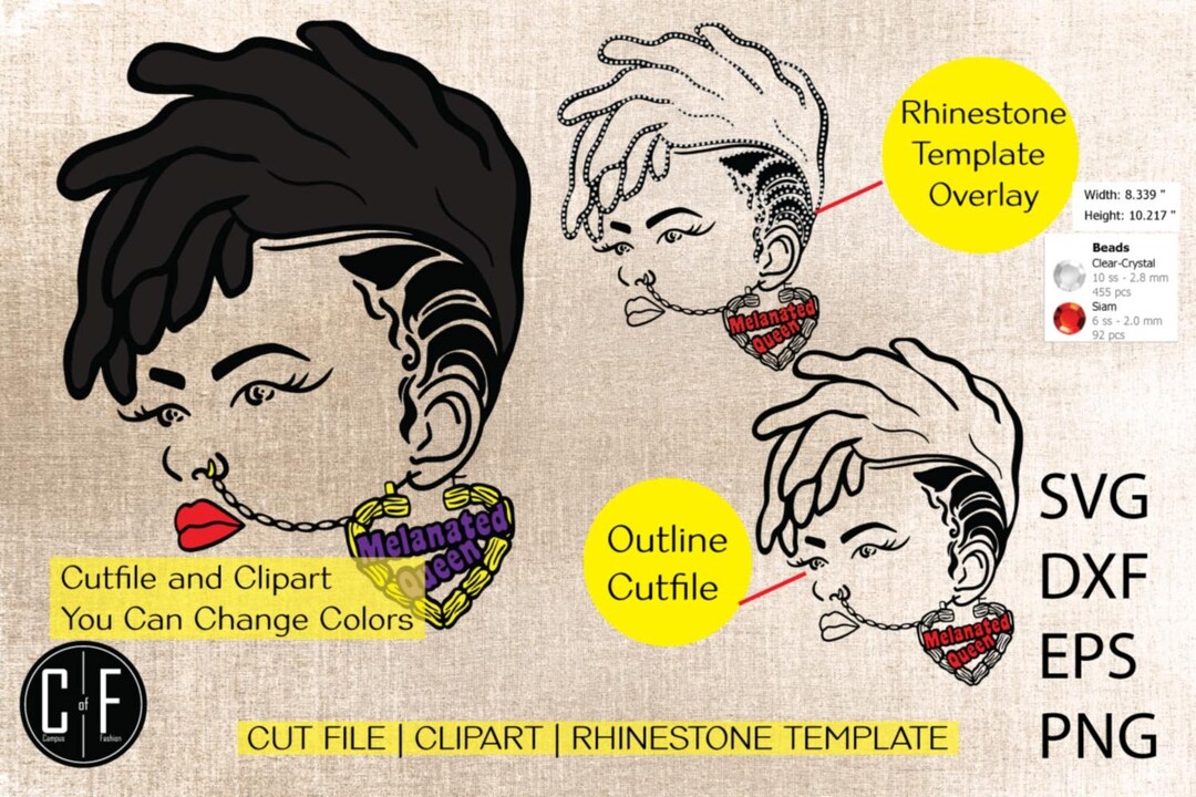 Melanated Queen | SVG | DXF | PNG | Eps Vector Art Commercial ...