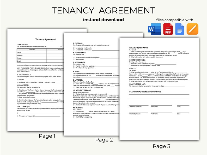 Rental Agreement Printable. Simple Tenancy Agreement Template. Simple ...