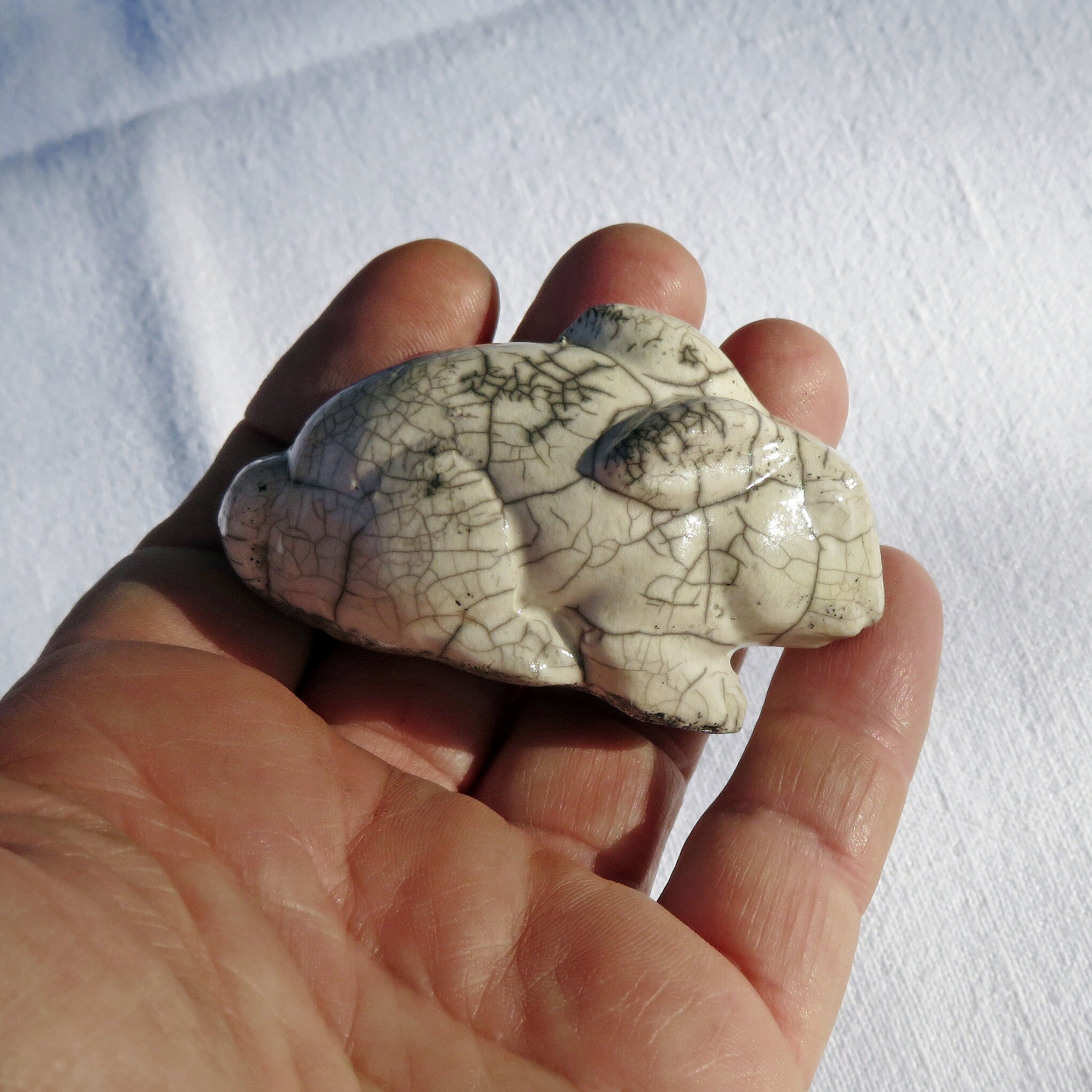 Bunny Clay Figurine, Raku Pottery Animals, Rabbit Statuette, Italy ...