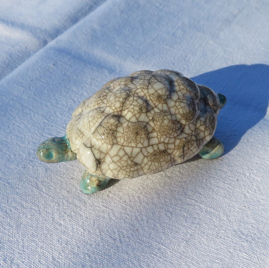 Raku Pottery Turtle, Italy Pottery Tortoise Statuette, Italy Ceramic ...