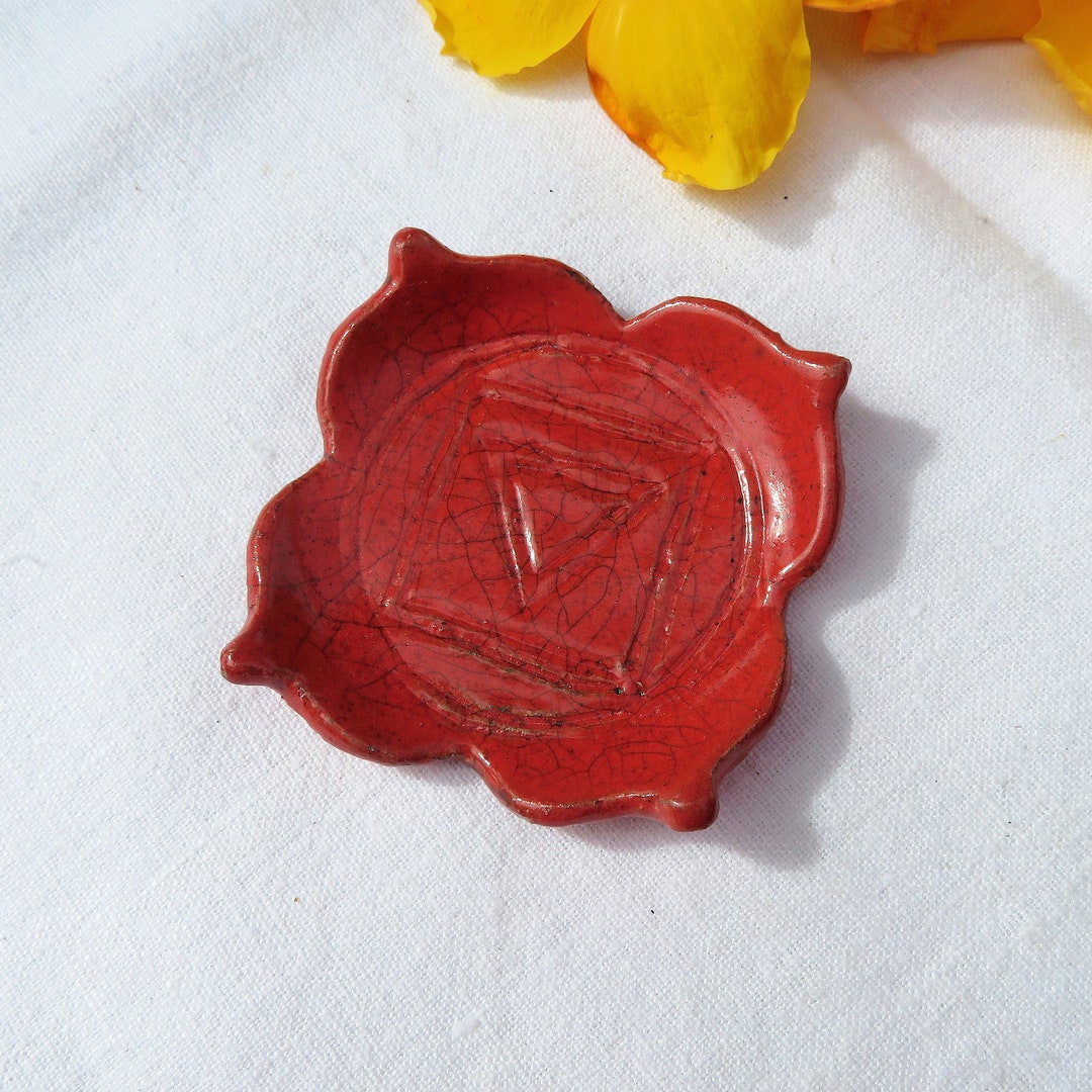 First Chakra Ceramic Tray, Raku Pottery Tray, Handmade Altar Decors ...