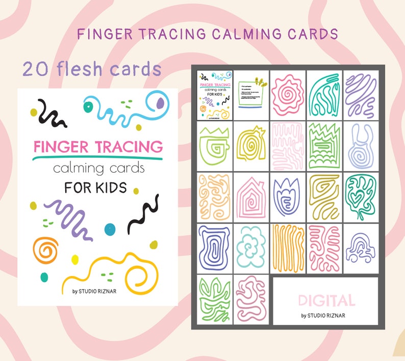 Finger Tracing Calming Cards Printable Mindfulness Flash - Etsy