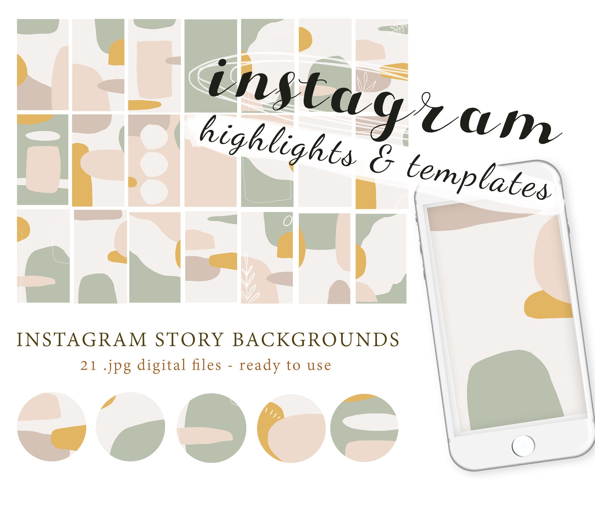 Retro Instagram Templates Blank Insta Backgrounds Abstract - Etsy 日本