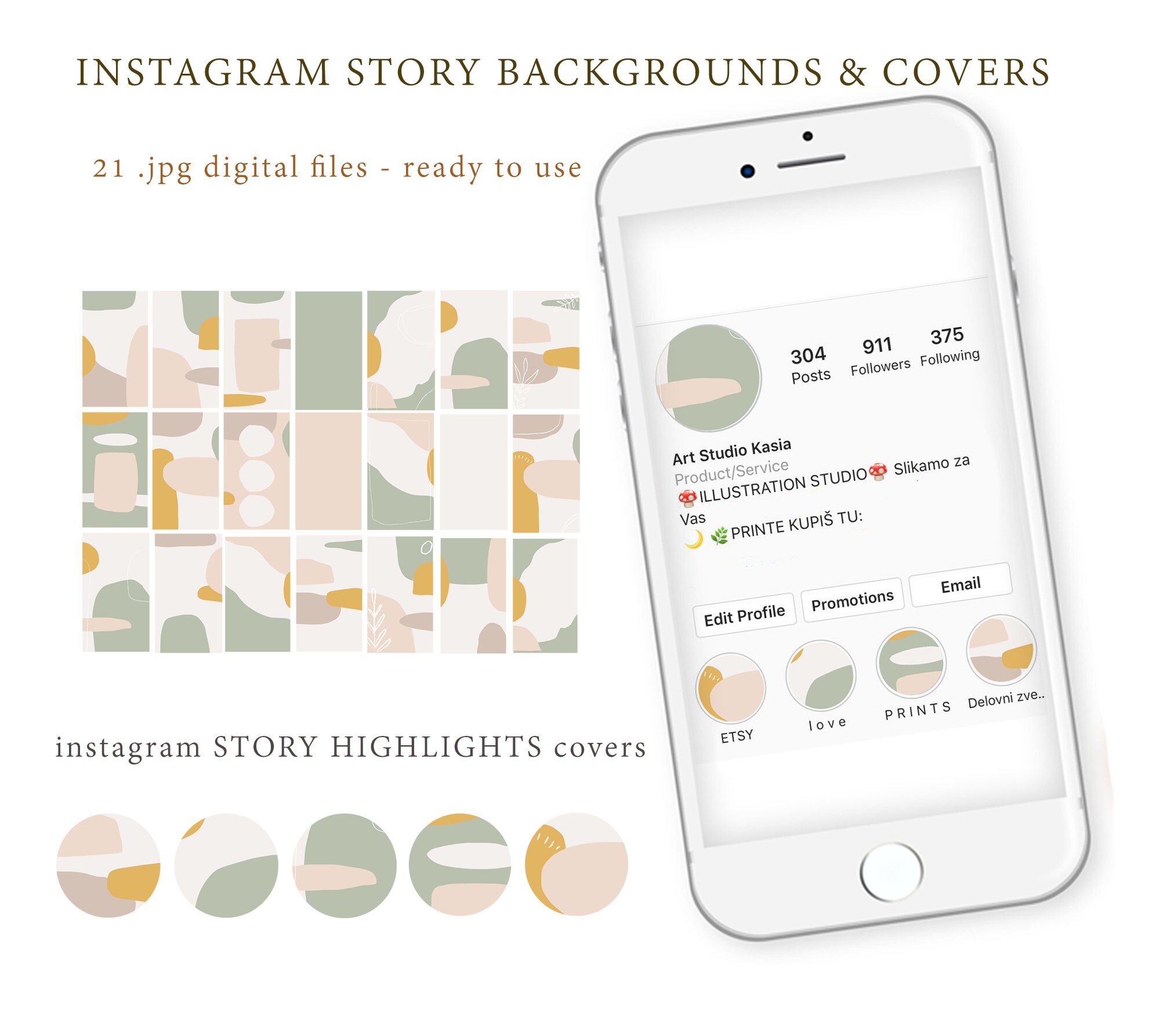 Retro Instagram Templates Blank Insta Backgrounds Abstract - Etsy 日本