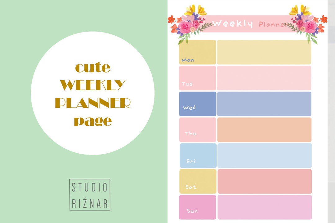Weekly Planner Printable, Cute Weekly Schedule, Week at a Glance ...
