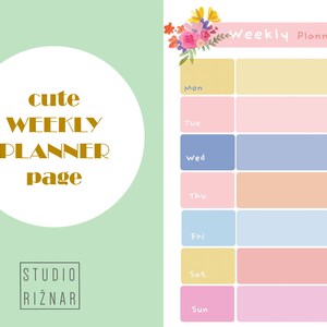 Weekly Planner Printable, Cute Weekly Schedule, Week at a Glance ...
