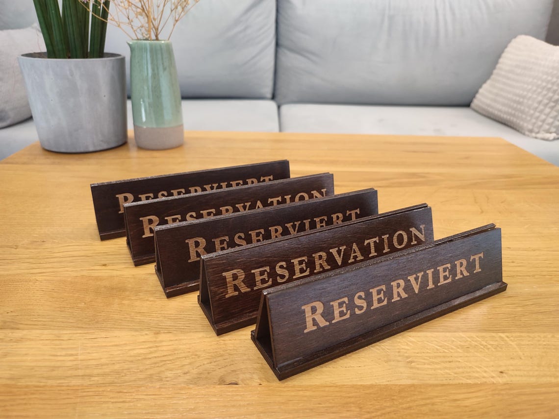 Wooden Plate "reserviert - Reservation" - Table Sign - Bilingual ...