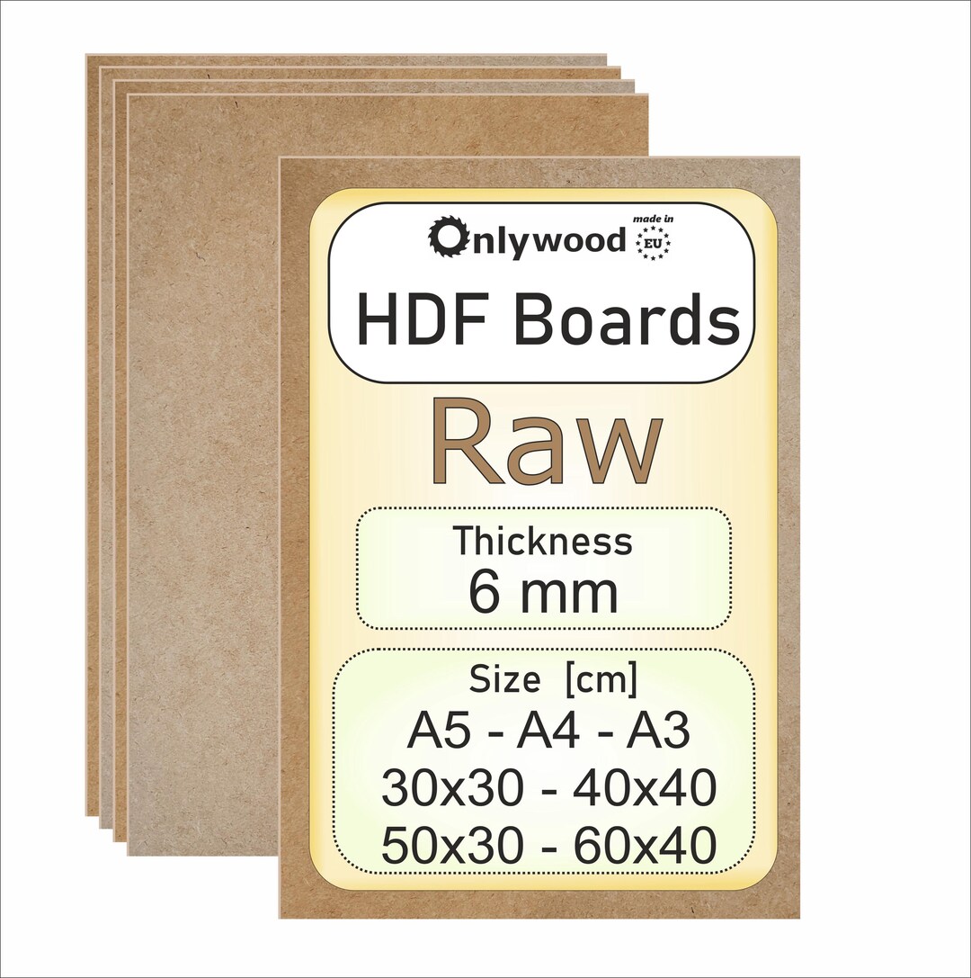 HDF MDF Plates - 6mm – Raw/natural - Fibreboard - Laser/cnc/painting ...