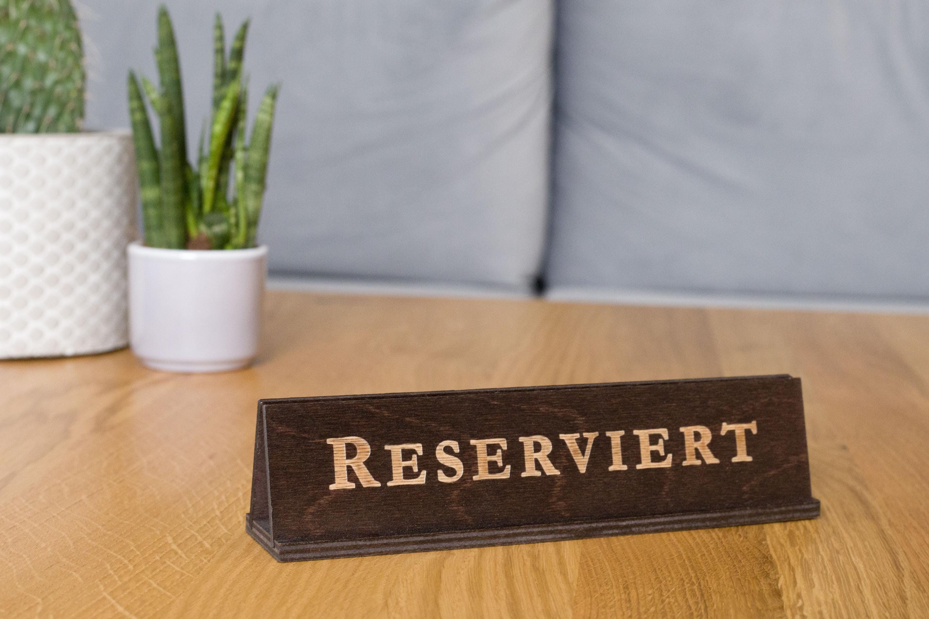 Wooden Plate "reserviert - Reservation" - Table Sign - Bilingual ...