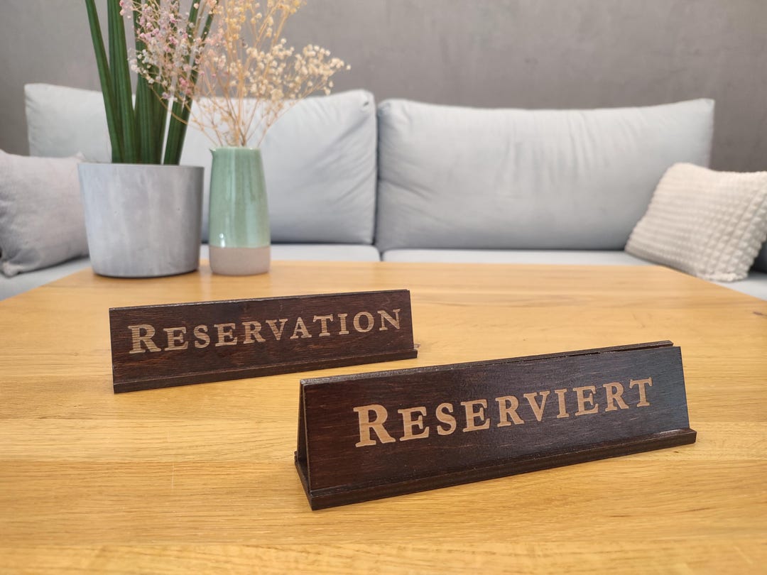 Wooden Plate "reserviert - Reservation" - Table Sign - Bilingual ...