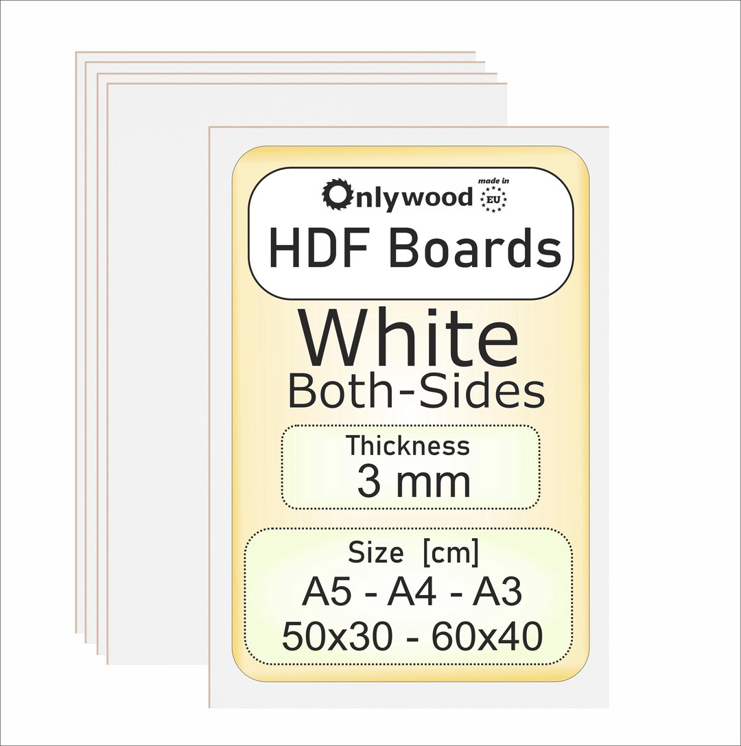 HDF MDF Plates - 3mm - Double-sided White - Fibreboard - Laser/cnc ...