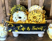 Faux Bee Donuts. Tiered Tray Bee Decor. Donuts in Crate | Etsy