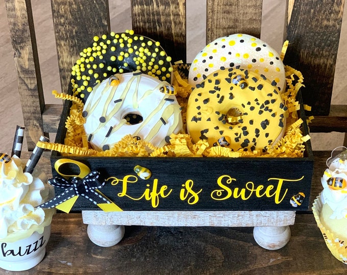 Faux Bee Donuts. Tiered Tray Bee Decor. Donuts in Crate - Etsy