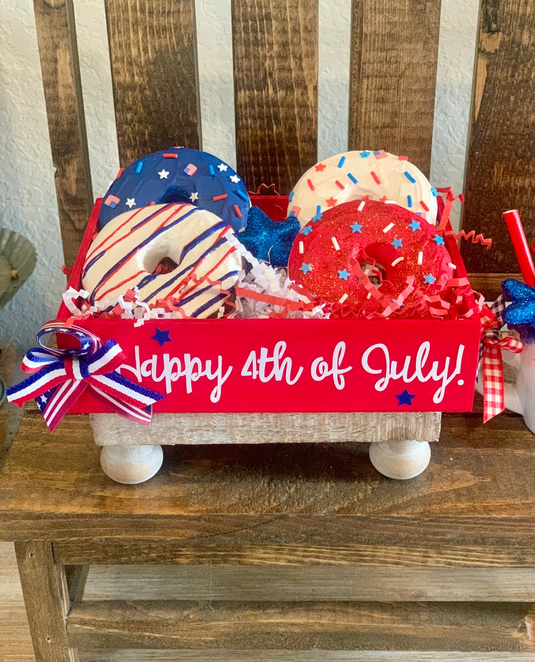Fake Fourth of July Donuts. Crate of Donuts. Patriotic Donuts. - Etsy