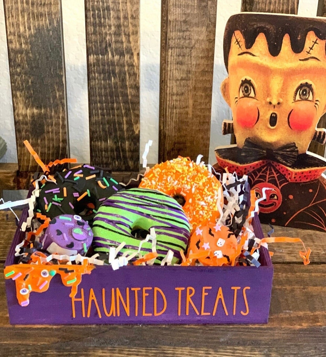 Fake Halloween Donuts. Faux Donuts in Crate. Haunted Treats Crate - Etsy
