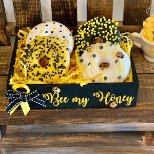 Faux Bee Donuts. Tiered Tray Bee Decor. Donuts in Crate - Etsy