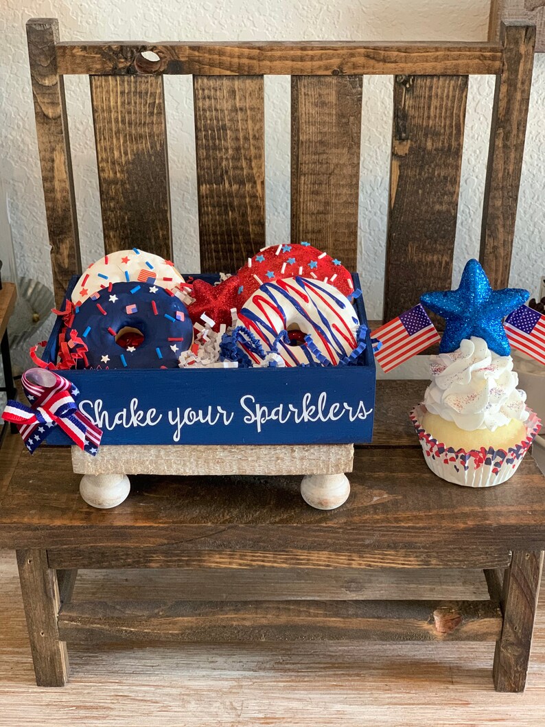 Fake Fourth of July Donuts. Crate of Donuts. Patriotic Donuts. - Etsy