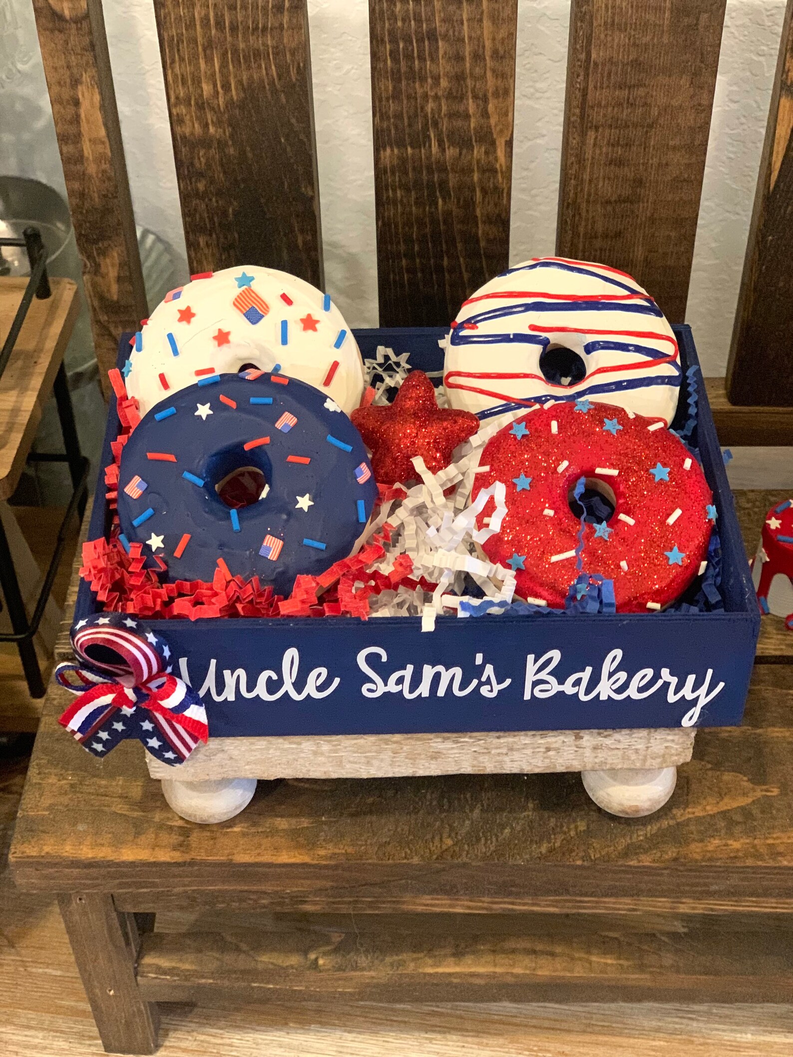 Fake Fourth of July Donuts. Crate of Donuts. Patriotic Donuts. - Etsy