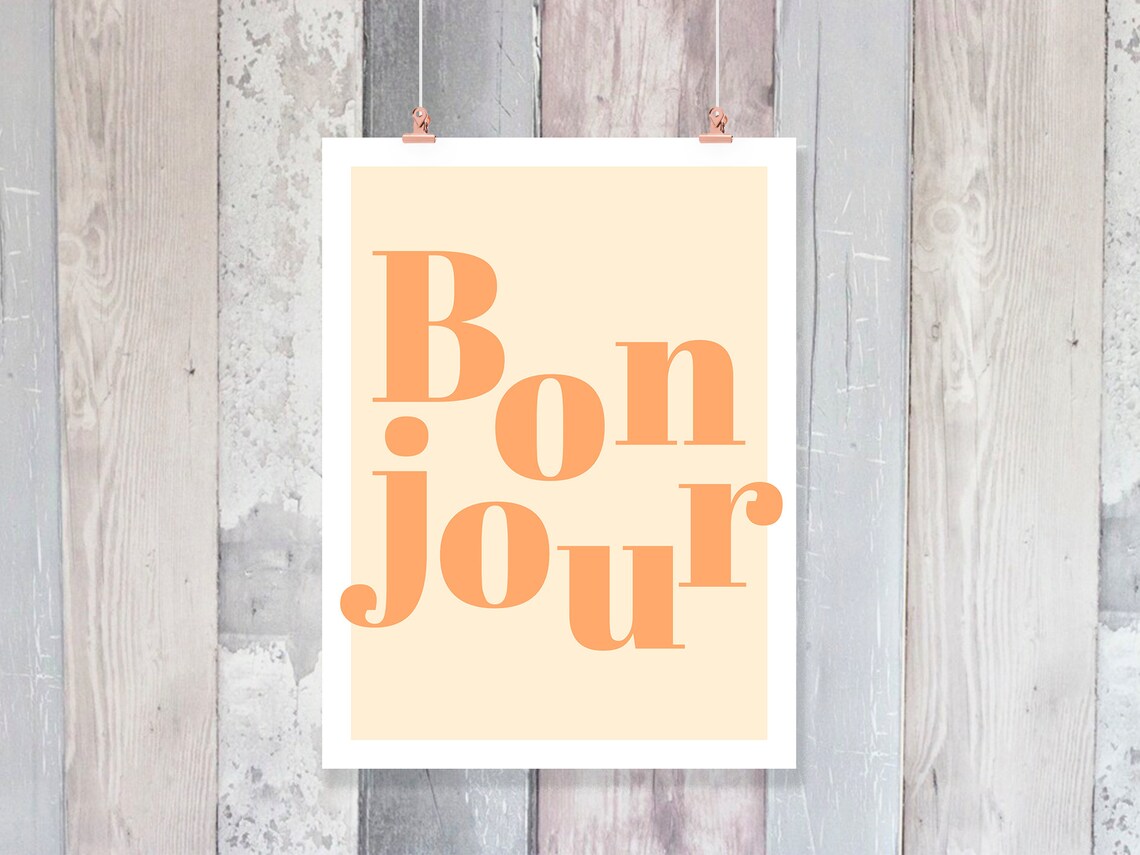 Buy Bonjour Print French Print French Saying Print Colourful Online in ...