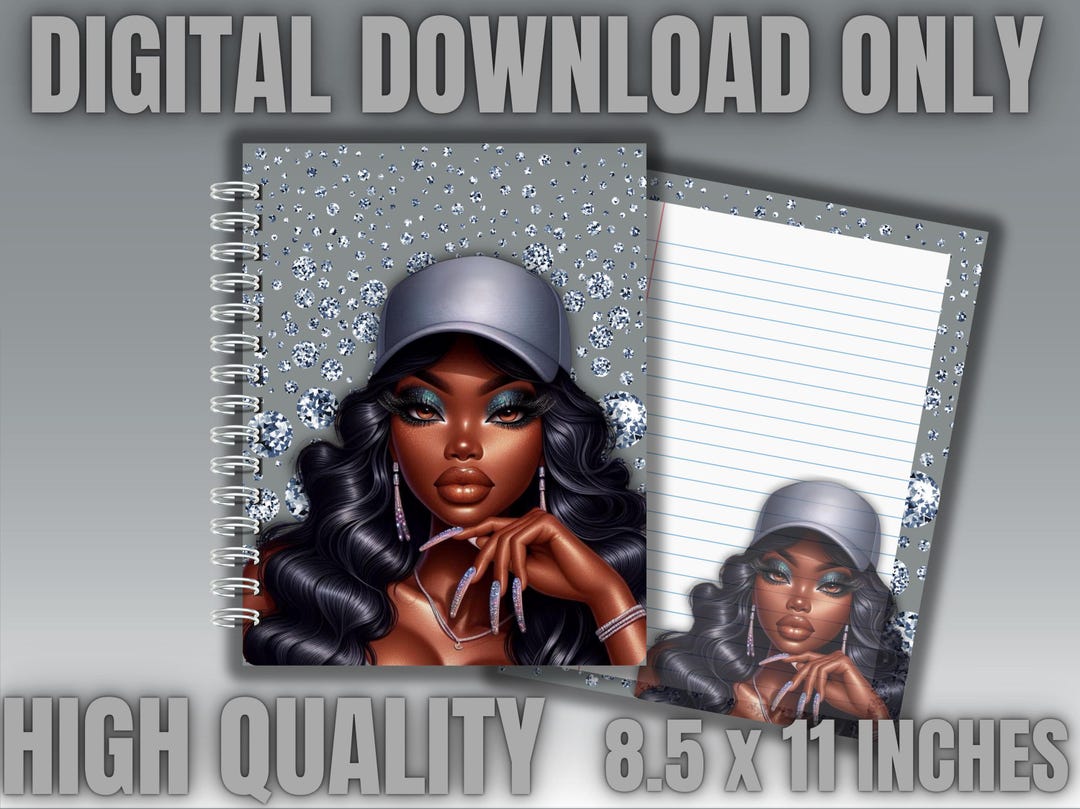 Printable Black Woman Journal Cover and Custom Lined Page Included ...