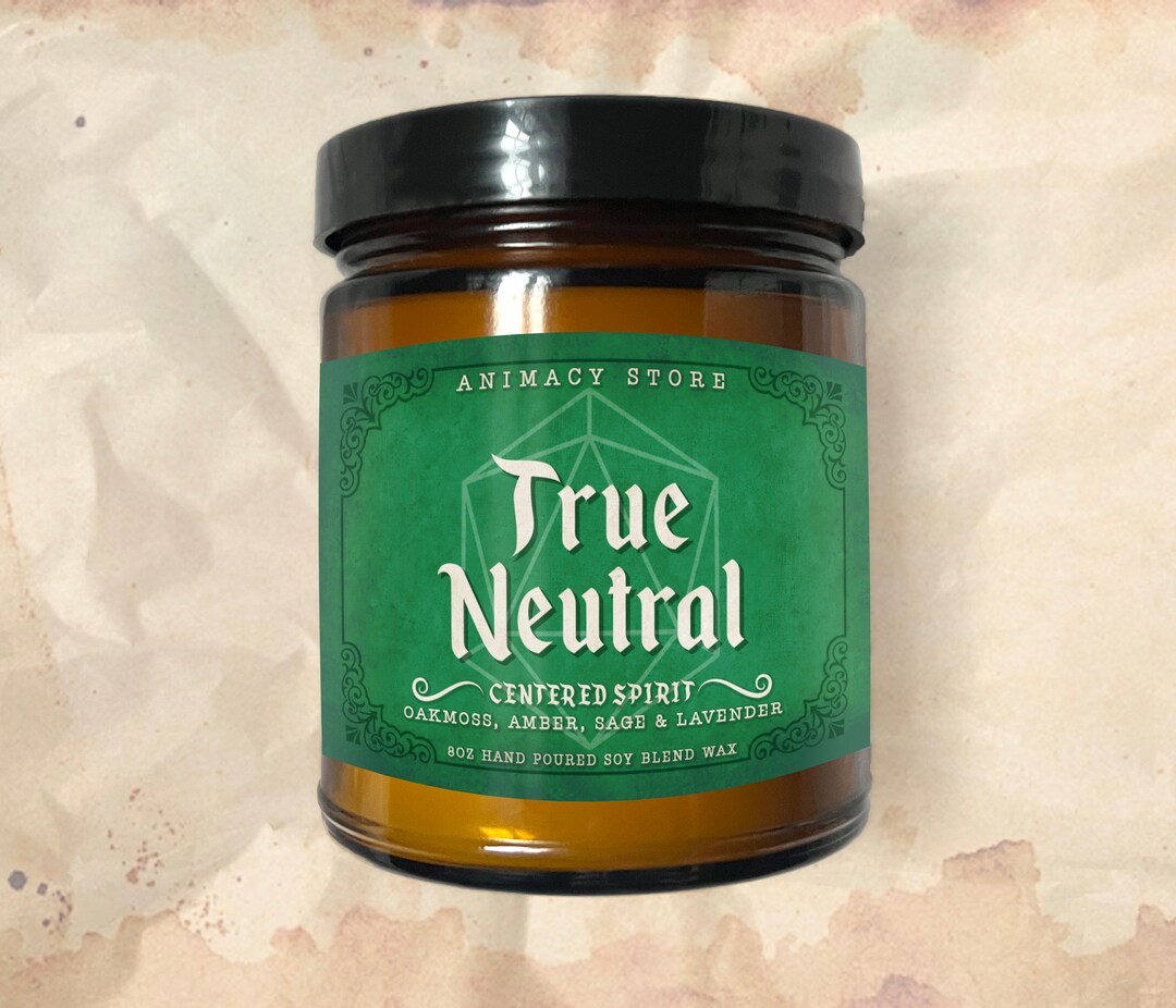 TRUE NEUTRAL Candle - Moral Alignment - 8 Oz Hand Poured Soy Blend Wax ...