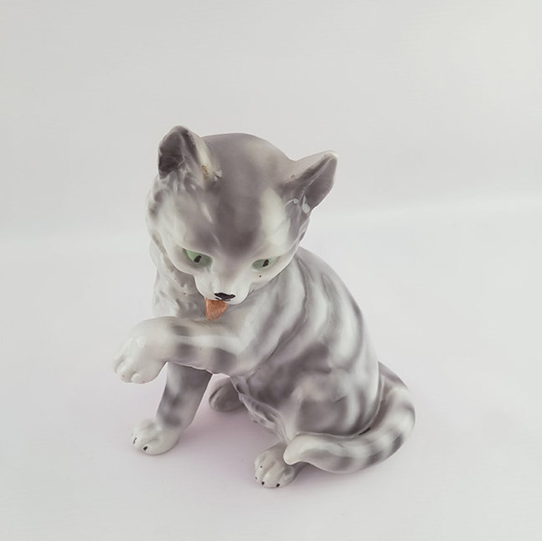 Porcelain Cat Figurine Sculpture Circa 15cm High - Etsy