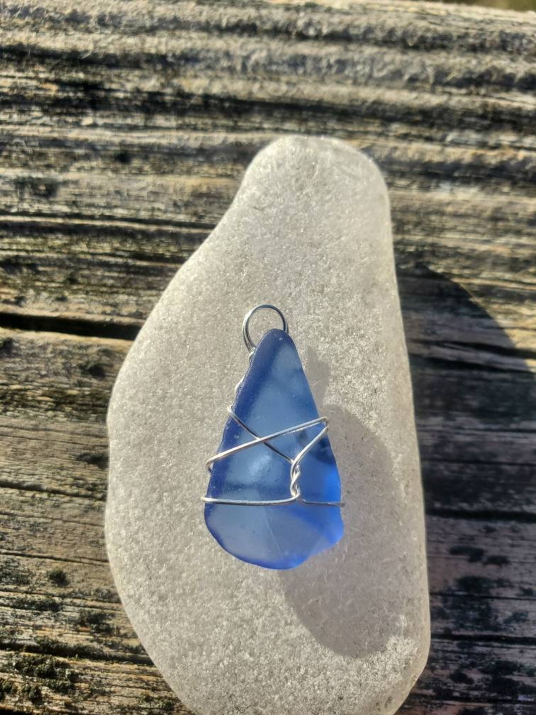 Wrapped Sea Glass, Blue Beach Glass, Unisex Necklace, Gift for Son ...