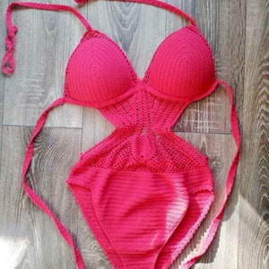 Red Crochet Monokini Crochet Bikini Crochet Boho Swimsuit Knit - Etsy