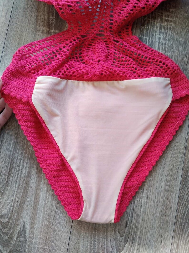 Red Crochet Monokini Crochet Bikini Crochet Boho Swimsuit Knit - Etsy