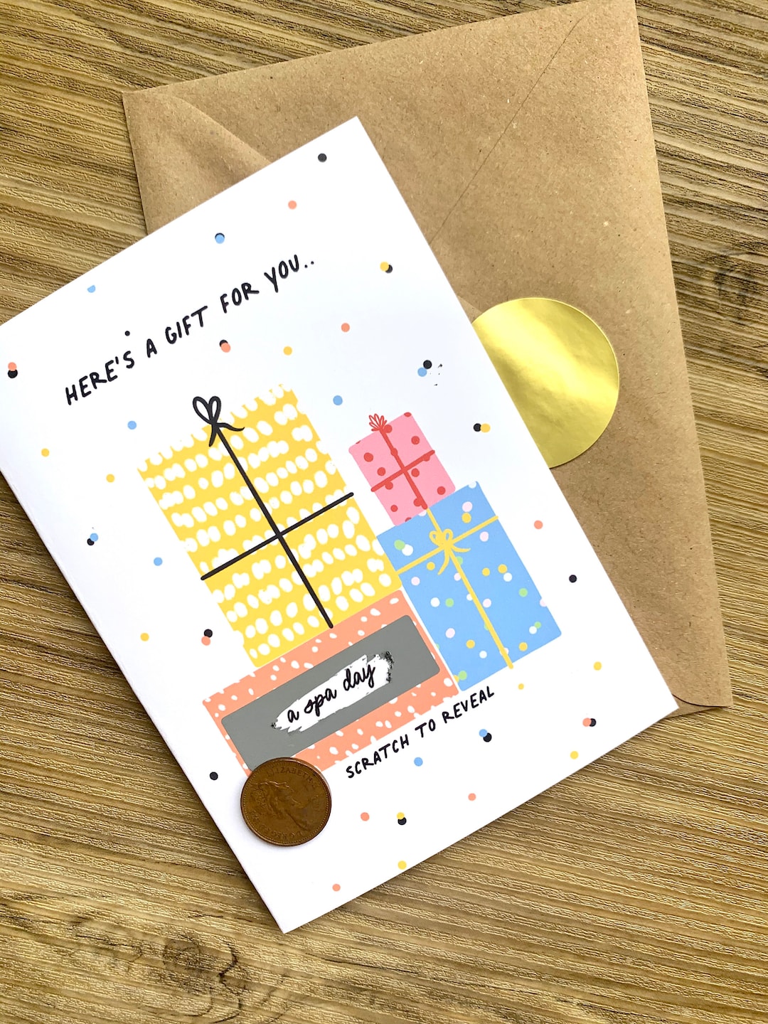 Scratch to Reveal Card, Surprise Birthday Card, Present Reveal Card ...