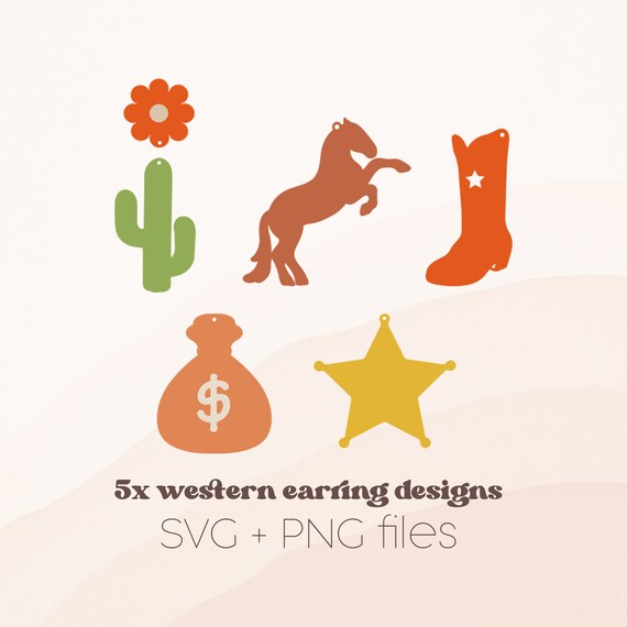 Western Earring SVG Bundle PNG Digital Download - Etsy