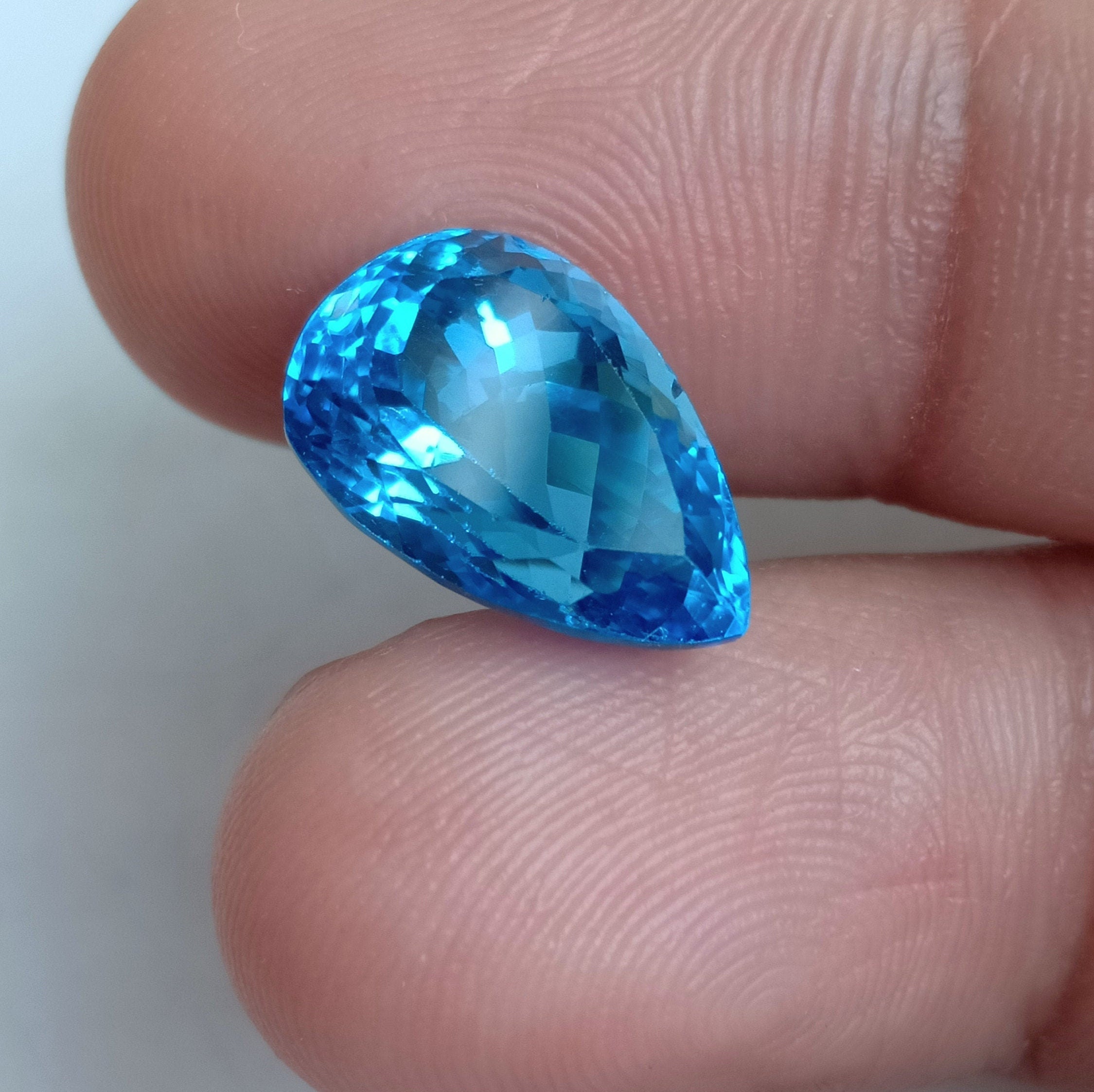 Glistening 7.83 Ct Blue Topaz Loose Gemstone Pear Shape | Etsy