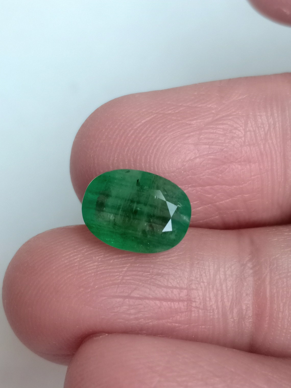 Fabulous Oval Emerald Faceted Emerald Oval Beautiful cut | Etsy