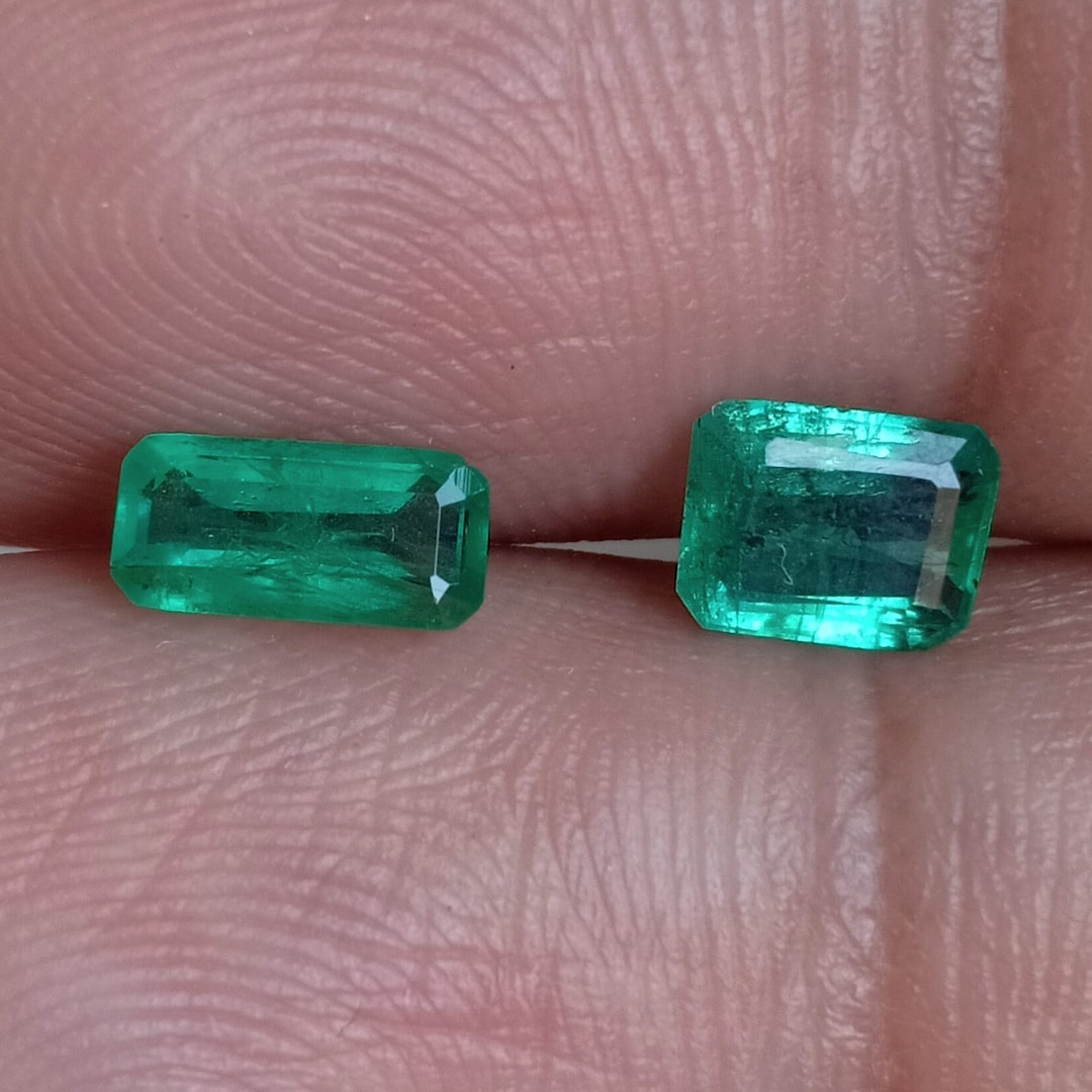 2 Pieces Top Quality Natural Emerald Rectangle Octagon Shape, Natural ...
