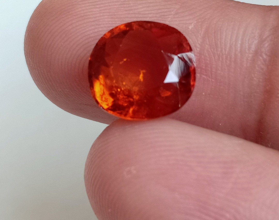 Vintage Orange Garnet Hessonite Gemstone: 10x9.3mm Round Faceted Loose ...