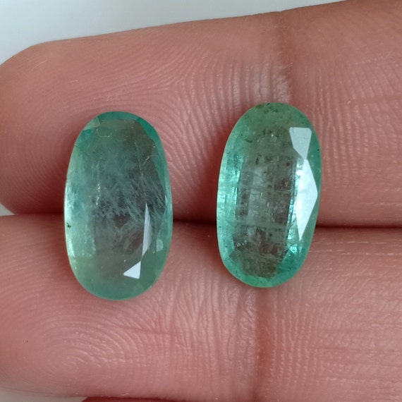 Emerald Oval Layoutgreen Blue Natural Emerald Oval Cut 6.48 | Etsy