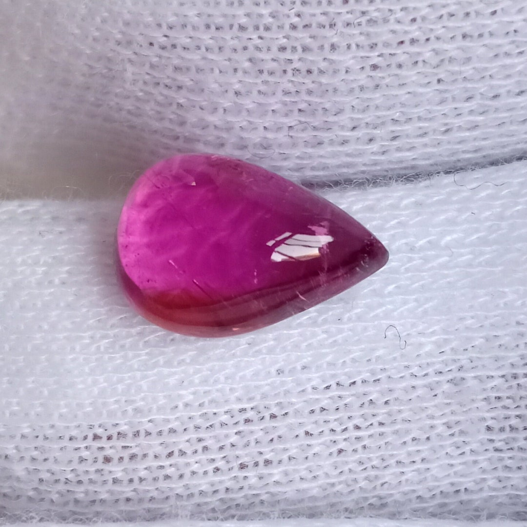 Raspberry Pink Rubellite Tourmaline Pear Cabochon: 2.45 Cts Certified ...