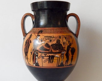 Greek Vase , Black and Red Figure Amphora of Achilles and Ajax Playing ...