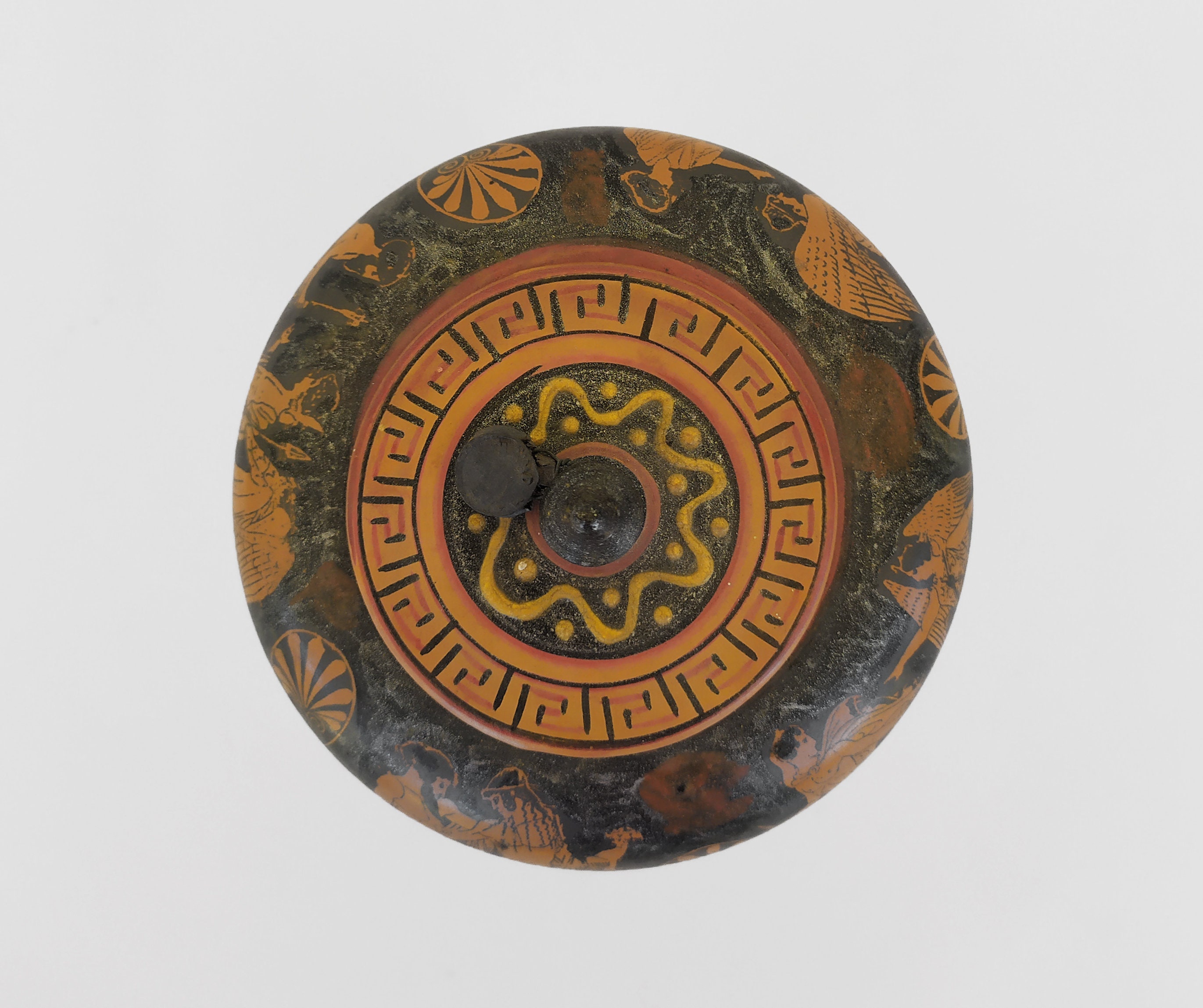 Athenian Red Figured Ceramic Pyxis, Hand Painted Greek Museum Copy ...
