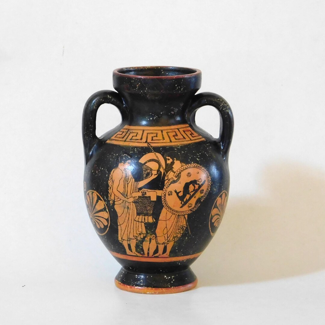 Red Figure Amphora, Achilles and Odysseus / Athena With Hercules, Hand ...